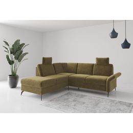 Ecksofa Home Affaire, B:240cm H:93cm T:216cm, grün, 100% Polyester, Wohnzimmer, Sofas, "Rochelle", wahlweise mit Bettfunktion, Bettkasten und
