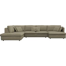 Wohnlandschaft FLEXLUX, B:399cm H:84cm T:272cm, grün, 62% Polyester/14% Cotton/7% Linen, Sofas, "Lovane, u-Form, bequem und komfortabel", Weich &