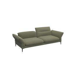 3-Sitzer FLEXLUX, B:248cm H:88cm T:105cm, grün, 100% Polyester, Sofas, "Salino, Funktionssofa, Relaxsofa", Sofa mit Arm- und Kopfteil-Verstellungen,