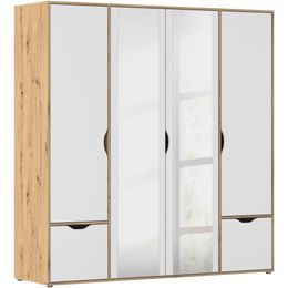 Drehtürenschrank Rauch, B:187cm H:194cm T:53cm, weiß, Holzwerkstoff, Schränke, "Kleiderschrank Schrank Garderobe Wäscheschrank NARAI mit Schubladen",