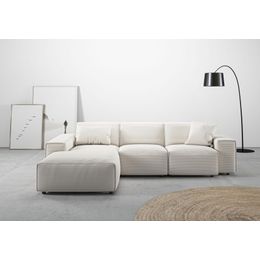 Ecksofa Andas, B:264cm H:71cm T:191cm, weiß, 12% Polyaxryl, 88% Polyester, Wohnzimmer, Sofas, "Glimminge L-Form auch in Breitcord, Feincord + Easy