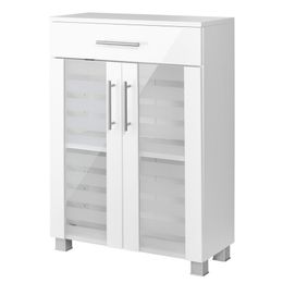 Unterschrank Welltime, B:60cm H:84cm T:27cm, wei&szlig;, MDF, Spanplatte, Badezimmer, Schr&auml;nke, "Jaca", Breite 60 cm, mit MDF Hochglanz-Fronten