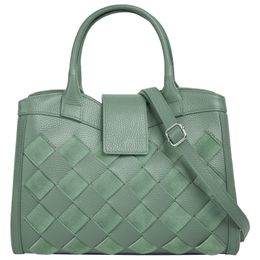 Samantha Look Damen Henkeltasche, grün, Leder, Taschen, echt Leder, Made in Italy