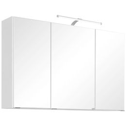 Spiegelschrank Welltime, B:100cm H:64cm T:20cm, wei&szlig;, Spanplatte, Badezimmer, Schr&auml;nke, "Florida", Breite 100 cm, mit LED-Beleuchtung