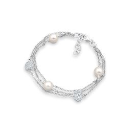 Elli Damen Armband "Kugel Elegant synthetischen Perlen 925 Silber", 18cm,mit Steinen, Silber 925 (Sterlingsilber), wei&szlig;, Silber 925 (Sterlingsilber),