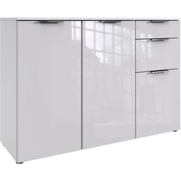 Kombikommode wimex, B:122cm H:84cm T:41cm, weiß, Spanplatte, Schlafzimmer, Sideboards, "Level36 C by fresh to go", mit Glaselementen auf der Front,