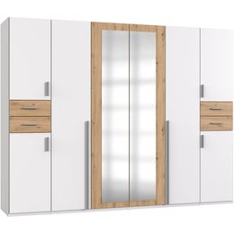Dreht&uuml;renschrank wimex, B:273cm H:210cm T:58cm, wei&szlig;, Spanplatte, Schr&auml;nke, "Vegas", inklusive Passepartout-Rahmen, mit Spiegelt&uuml;ren und Schubladen
