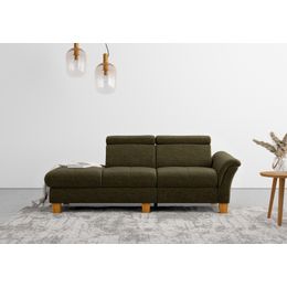 Recamiere Home Affaire, B:206cm H:84cm T:93cm, grün, 100% Polyester, Sofas, "Lindgren", wahlweise motorische TV-Funktion, Bettkasten und