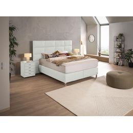 Boxspringbett Alina, B:248cm L:215cm, wei&szlig;, Leder EA (100% Echtleder), Komplettbetten, "Paige", hohes Kopfteil, in unterschiedlichen Ausf&uuml;hrungen