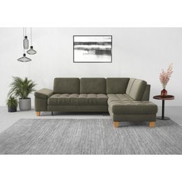 Sit & More Ecksofa SIT & MORE, B:261cm H:88cm T:179cm, grün, 100% Polyester, Wohnzimmer, Sofas, "Westham L-Form", mit Ottomane, mit oder ohne Bettfunktion,
