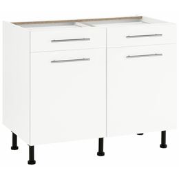 Wiho-K&uuml;chen Unterschrank WIHO K&Uuml;CHEN, B:100cm H:86,5cm T:58cm, wei&szlig;, K&uuml;che, Schr&auml;nke, "Ela", Breite 100 cm, h&ouml;henverstellbare F&uuml;&szlig;e