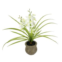 Kunstblume I.GE.A., B:39cm H:38cm L:11cm, weiß, Polyester, Kunstpflanzen, "Kunstblume Schmetterling Orchidee mit Keramiktopf", Mit Blätter