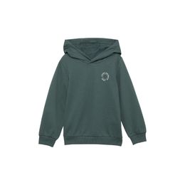 s.Oliver JUNIOR Jungen Kapuzensweatshirt, gr&uuml;n, Gr. 128, unifarben, Sweatware, Obermaterial: 100% Polyamid, Sweatshirts, mit Logo-Print