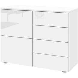 borchardt Möbel Kommode BORCHARDT MÖBEL, B:93cm H:72cm T:35cm, weiß, Spanplatte, Sideboards, Drucköffner (Push-To-Open), höhenverstellbare Einlegeböden