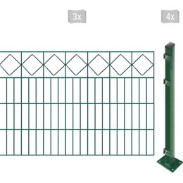 Arvotec Doppelstabmattenzaun "EASY 80 zum Aufschrauben "Karo" mit Zierleiste", H/L: 80cm x 6m, Pfosten: 4 Stk., gr&uuml;n, Zaunelemente, Zaunh&ouml;he 80 cm,