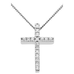 Firetti Damen Kreuzanhänger "Schmuck Geschenk Gold 585 Halsschmuck Anhänger für Halskette Kreuz", 0,15 P2 = erkennbare Einschlüsse, Diamanten