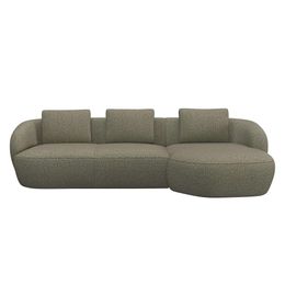Wohnlandschaft FLEXLUX, B:276cm H:85cm T:146cm, grün, Sofas, "Torino, rund, L-Form, Sofa-Ecke mit Recamiere, Longchair-Sofa", Modernes, organisches
