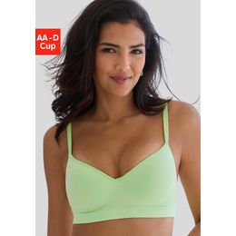 Lascana Damen Push-up-BH "COMFY BRA", Gr. 70, grün, Piqué, Obermaterial: 50% Baumwolle, 33% Polyamid, 14% Polyester, 3% Elasthan, BHs, mit Bügel aus