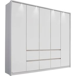 Dreht&uuml;renschrank Rauch, B:230cm H:212cm T:58cm, wei&szlig;, Holzwerkstoff, Schr&auml;nke, "Mainz mit Passepartout", optional mit Beleuchtung, Au&szlig;ent&uuml;ren mit