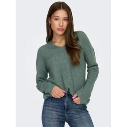 Only Damen V-Ausschnitt-Pullover "ONLCAMILLA V-NECK L/S PULLOVER KNT NOOS", grün, Gr. S, meliert, Strick, Obermaterial: 74% Polyacryl, 24% Polyester,