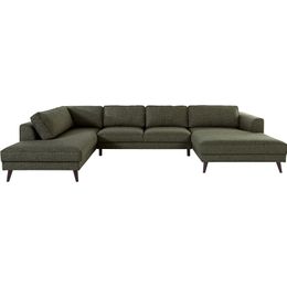 Wohnlandschaft Inosign, B:354cm H:85cm T:201cm, grün, Sofas, "Lumber Jack, viel Platz, bequem, Breite 354cm, hoher Fuß, U-Form", in moderner Optik