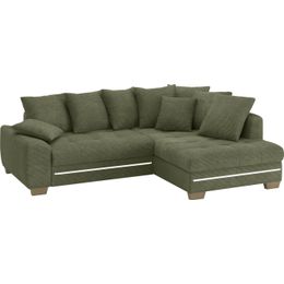 Ecksofa MR. COUCH, B:243cm H:88cm T:190cm, grün, Stripes (92% Polyester / 8% Nylon), Wohnzimmer, Sofas, "Nikita II, L-Form", mit Kaltschaum, RGB-LED