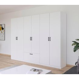 Drehtürenschrank Rauch, B:270cm H:210cm T:54cm, weiß, Holzwerkstoff, Schränke, "Kleiderschrank Schrank Garderobe Wäscheschrank BARI", mit Schubasten
