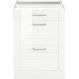 Auszugsunterschrank KOCHSTATION, B:60cm H:82cm T:60cm, weiß, Holzwerkstoff, Schränke, "KS-Tinnum", 60 cm breit, MDF-Fronten, Metallgriff, 1