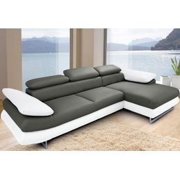 Ecksofa Inosign, B:270cm H:73cm T:167cm, weiß, Wohnzimmer, Sofas, "Solution L-Form", mit Arm- & Kopfteilverstellung, wahlweise mit Bettfunktion
