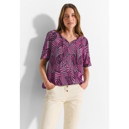 Cecil Damen Shirtbluse, rot, Gr. XS, gebl&uuml;mt, Stoff, 100% Viskose, Blusen, aus softer Viskose