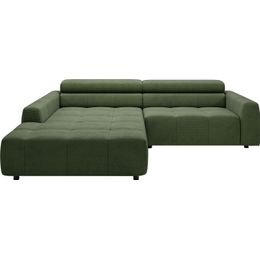 Ecksofa 3C CANDY, B:258cm H:68cm T:217cm, grün, 95% Polyester, 5% Nylon, Sofas, "Denver auch mit Cord- und Easy care-Bezug, Kopfteilverstellung