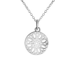 Vivance Damen Kette mit Anhänger "925-Sterling Silber rhodiniert", 42+3cm, Silber 925 (Sterlingsilber), L: 45 B: 12mm, weiß, Silber 925