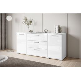 Sideboard Inosign, B:150cm H:68cm T:36,4cm, weiß, Wohnzimmer, Sideboards, "BOGOTA", moderne Kommode, Schubladenschrank mit verstellbaren Einlegeböden