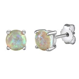 Vivance Damen Paar Ohrstecker "925/- Sterling Silber rhodiniert Opal weiß", one-size, Silber 925 (Sterlingsilber), weiß, Silber 925 (Sterlingsilber),