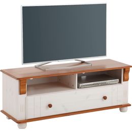 TV-Board Home Affaire, B:120cm H:45cm T:40cm, weiß, Sideboards, "Adele", Breite 120 cm, mit Schublade, aus massiver Kiefer, FSC