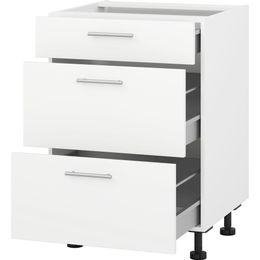 Herdumbauschrank KOCHSTATION, B:60cm H:75cm T:56cm, wei&szlig;, Schr&auml;nke, ""KS-Scafa"", Breite 60 cm, mit zwei Ausz&uuml;gen und einem Schubkasten