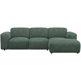 Ecksofa FLEXLUX, B:251cm H:73cm T:171cm, grün, 85% Polyester/15%Polyamide, Wohnzimmer, Sofas, "Lucera Chaislongue rechts oder links, L-Form, bequem",