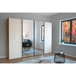 Schwebet&uuml;renschrank Wiemann, B:296,3cm H:236cm T:67cm, wei&szlig;, Floatglas, Holzwerkstoff, Schr&auml;nke, "Monaco", hochwertige Glas- und Spiegelfront