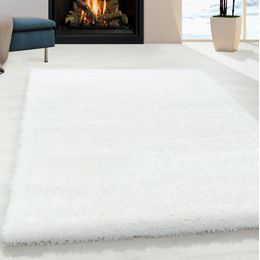 Hochflor-Teppich, B:80cm H:50mm L:250cm, wei&szlig;, Ayyildiz Teppiche, Polypropylen (PP), Teppiche, "BRILLIANT 4200", L&auml;ufer, auch in rund, Langflor,