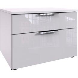 Nachtkommode wimex, B:54cm H:39cm T:41cm, weiß, Spanplatte, Sideboards, "Level36 C by fresh to go", mit Glaselementen auf der Front, soft-close