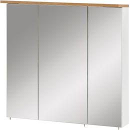 Spiegelschrank Schildmeyer, B:70cm H:73cm T:23cm, wei&szlig;, Badezimmer, Schr&auml;nke, "Profil", Breite 70 cm, 3-t&uuml;rig, LED-Beleuchtung,