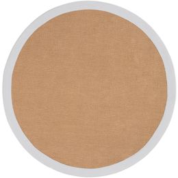 Sisalteppich CarpetFine, H:5mm &Oslash;:120cm, wei&szlig;, Sisal, Teppiche, "Sisal", mit farbiger Bord&uuml;re, Anti-Rutsch R&uuml;ckseite