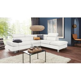 Ecksofa, B:272cm H:98cm T:232cm, weiß, exxpo - SOFA FASHION, Luxus-Kunstleder;Webstoff (100% Polyester);Webvelours (100% Polyester), Wohnzimmer,