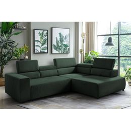 Ecksofa, B:308cm H:73cm T:203cm, grün, exxpo - SOFA FASHION, Wohnzimmer, Sofas, "VITTORIO mit Komfortfunktionen, bequem und modern, Cord, L-Form",