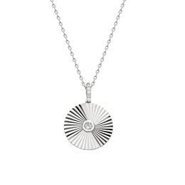 dKeniz Damen Kette mit Anhänger "Coin 925/- Sterling Silber Zirkonia Weiß", 42+3cm, Silber 925 (Sterlingsilber), L: 45 B: 15mm, weiß, Silber 925