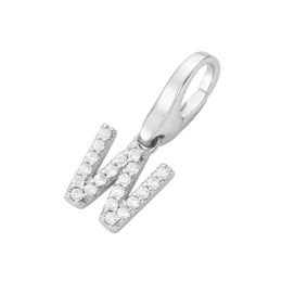 Damen Charm Buchstabe "Buchstabe W, Zirkonia Steine, Silber 925", wei&szlig;, Giorgio Martello MILANO, Silber 925 (Sterlingsilber), Charms