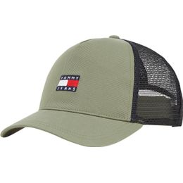 Tommy Jeans Herren Baseball Cap "TJM HERITAGE TRUCKER CAP", gr&uuml;n, unifarben, Web, Baumwolle, Caps, Mit festem Schirm