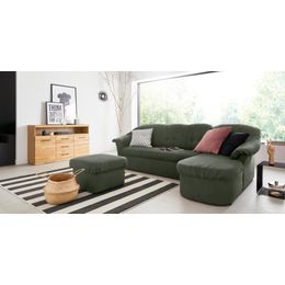 Ecksofa DOMO collection, B:238cm H:82cm T:141cm, grün, 100% Polyester, Wohnzimmer, Sofas, "Pegnitz, elegante Rückensteppung, kompakte Stellmaße