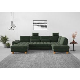 Sit & More Wohnlandschaft SIT & MORE, B:338cm H:88cm T:172cm, grün, 90% Polyester 10%Polyamid, Sofas, "Westham U-Form", wahlweise mit Bettfunktion, Bettkasten,