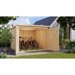 Fahrradbox Karibu, B:212,5cm H:167cm T:216,5cm, beige, Holzwerkstoff, Garten, Aufbewahrungsboxen, "Fahrradgarage 4", in verschiedenen Farben, BxTxH: